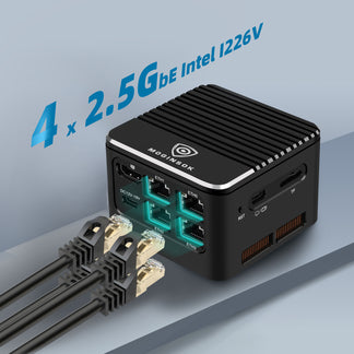 MOGINSOK Ultra Small 2.5GbE Firewall Appliance Mini PC, 4x2.5GbE Intel